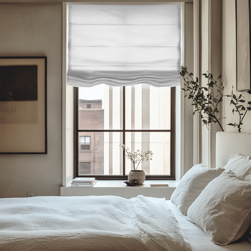 Soft Relaxed Linen Roman Blind Unlined Cotton or Blockout Lining Custom Sizes In 24 Different Colours