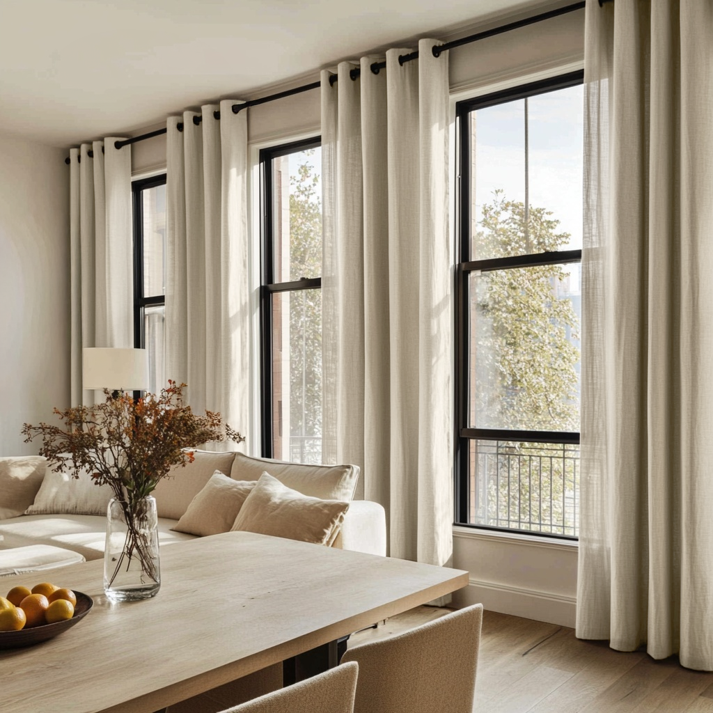 Cream Linen Eyelet Curtains With Grommets – Ring Top Curtains – Sizes ...
