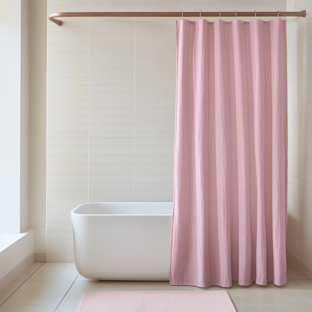 Dusty Rose Linen Shower Curtain – Unlined or with Waterproof Lining ...