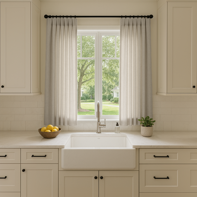 Cafe Curtains for Kitchen - 100% Linen - Custom Sizes & Colors