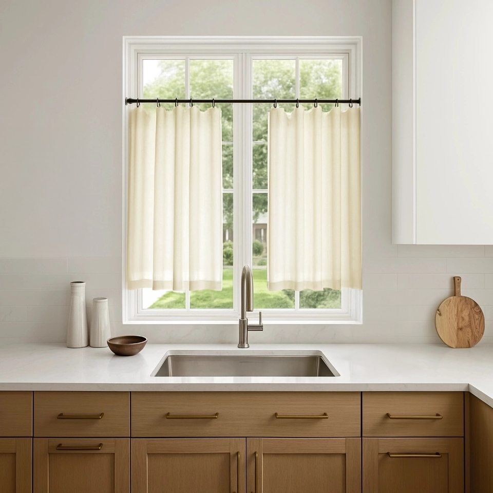 Cafe Curtains for Kitchen - 100% Linen - Custom Sizes & Colors