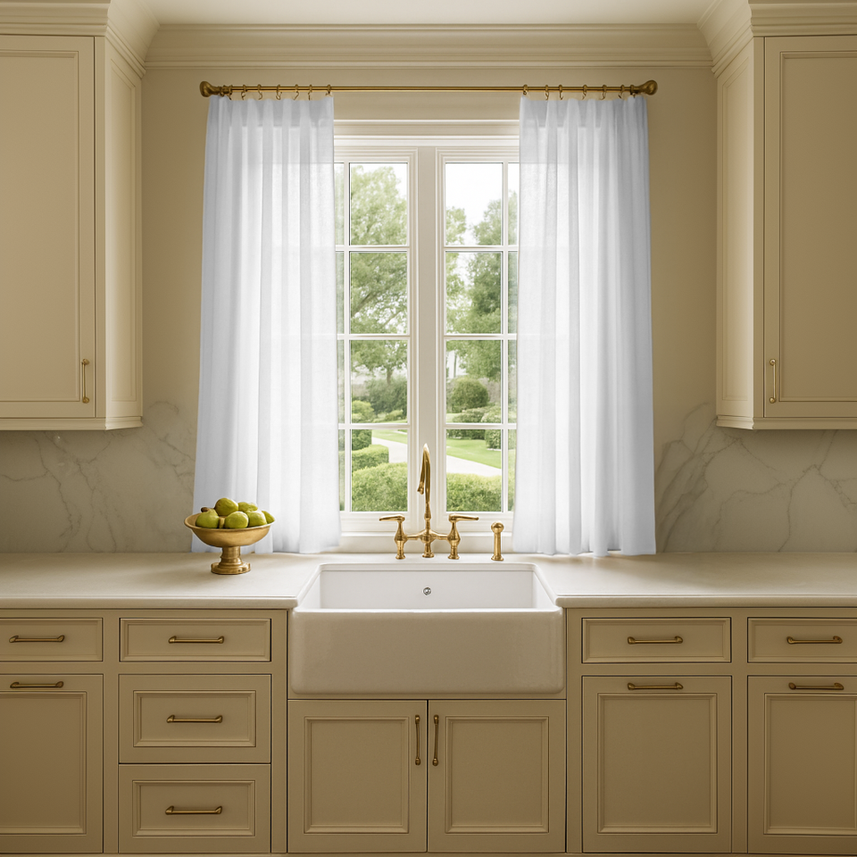 Cafe Curtains for Kitchen - 100% Linen - Custom Sizes & Colors