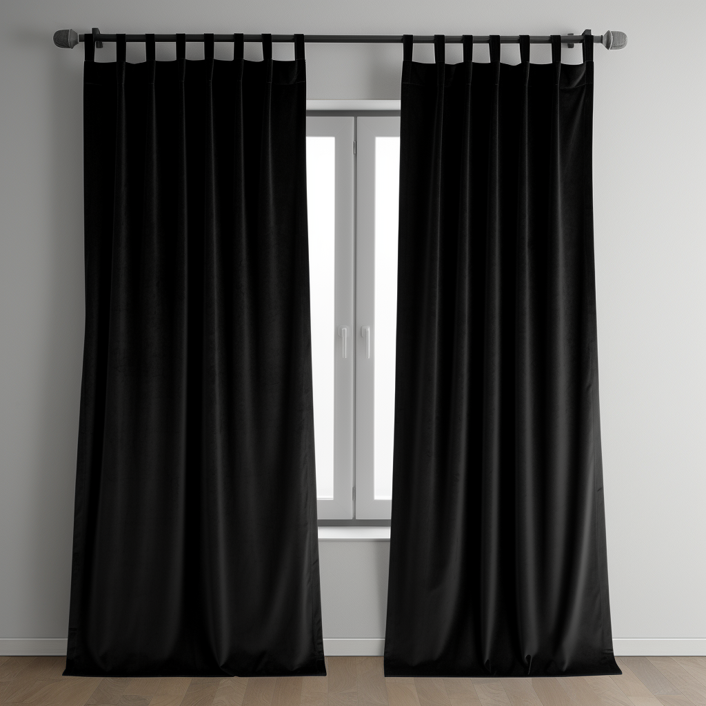 Heavy Black Velvet Tab Top Curtains – Custom Sizes: 150, 213, 240, 250 ...