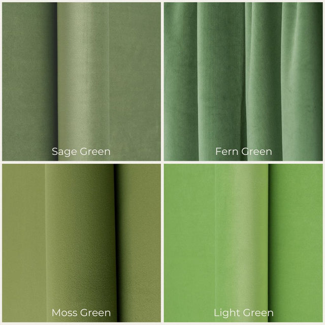 Sage Green Velvet Blackout Pencil Pleat Curtain - Custom Sizes and Col