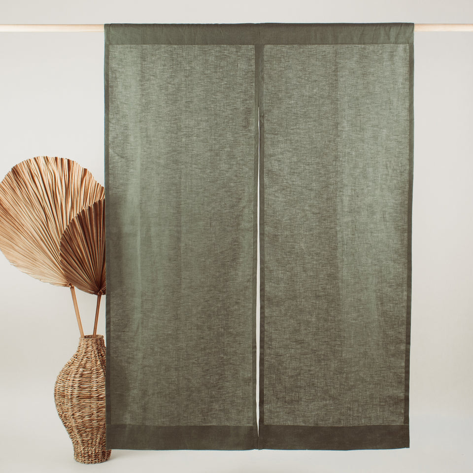 Sage Green 100% Linen Noren Curtain - Door Curtain