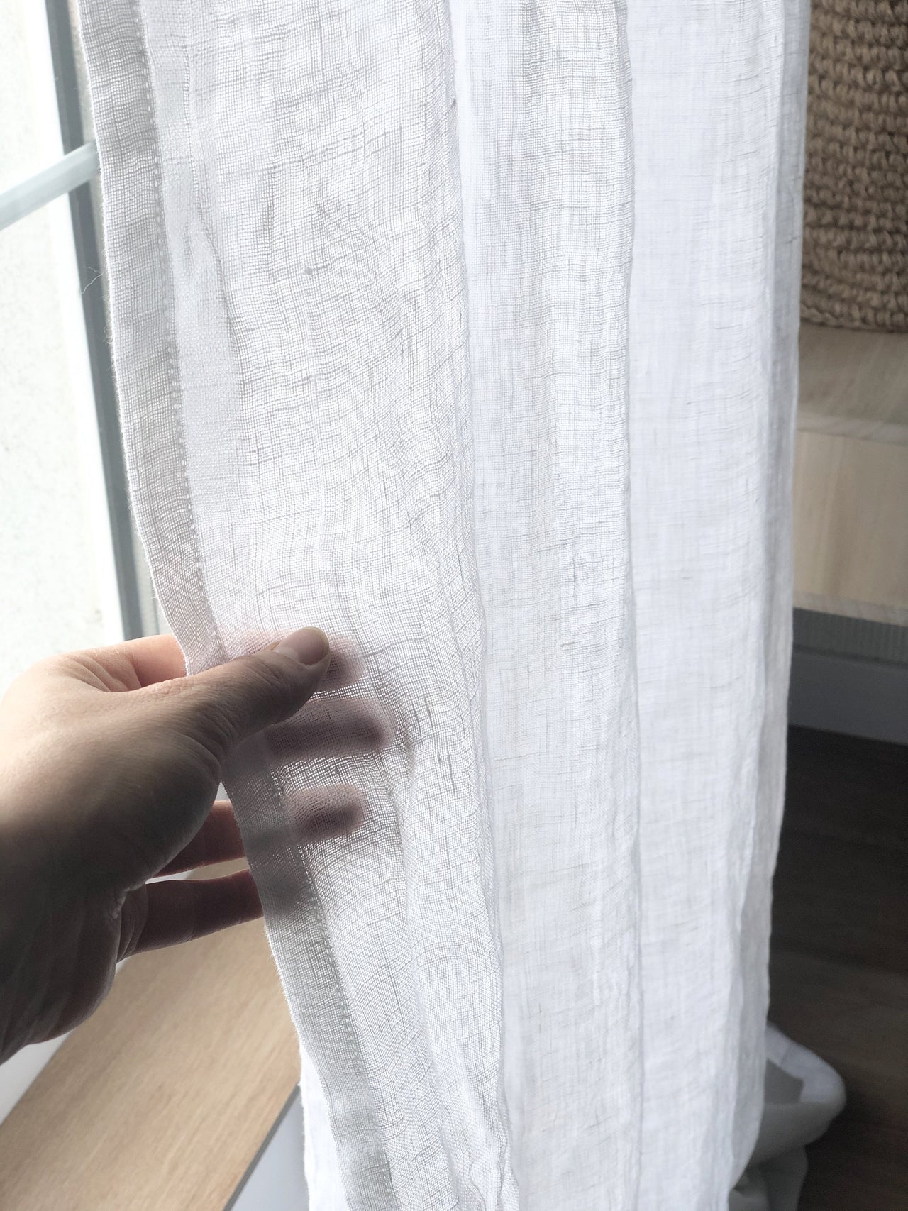 S-Fold 100% Linen Sheer Curtain - 100% Natural - Suitable for Rings and ...