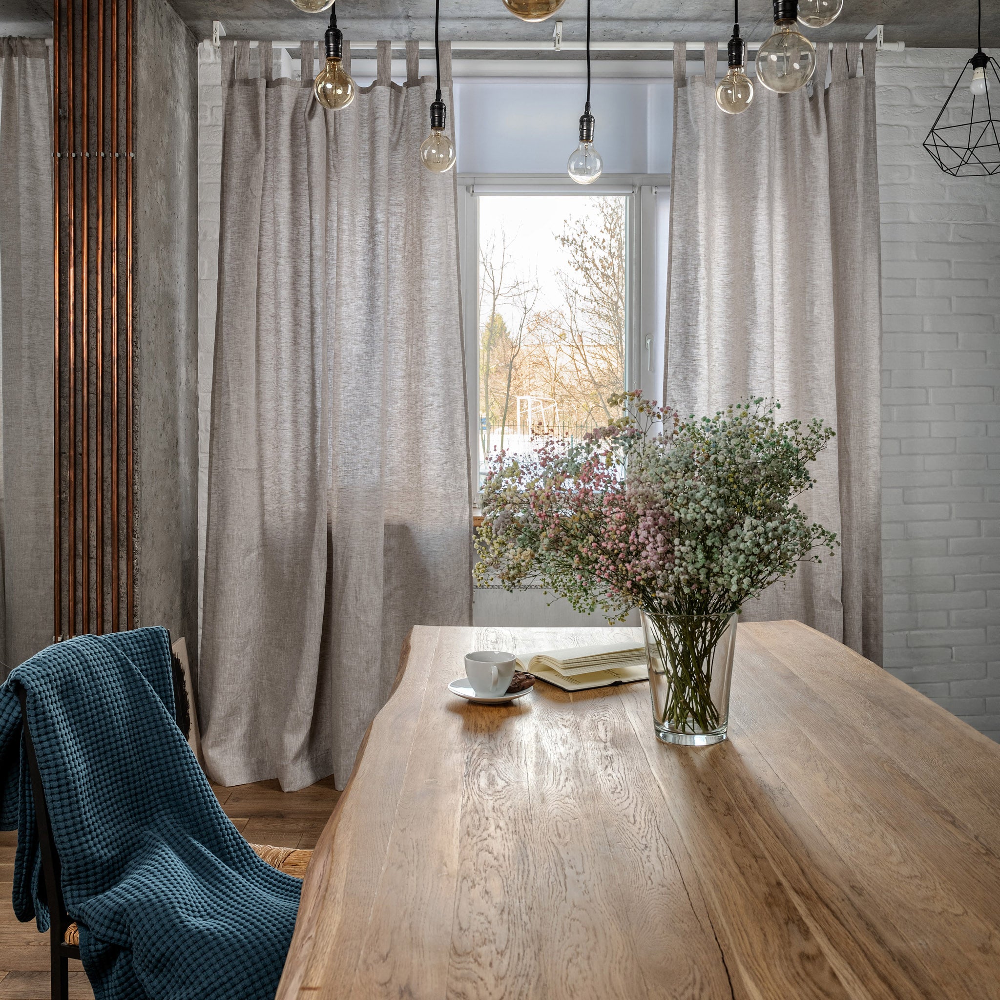 100% Linen Curtains with White Cotton or Blackout Lining - 124, 138 or ...