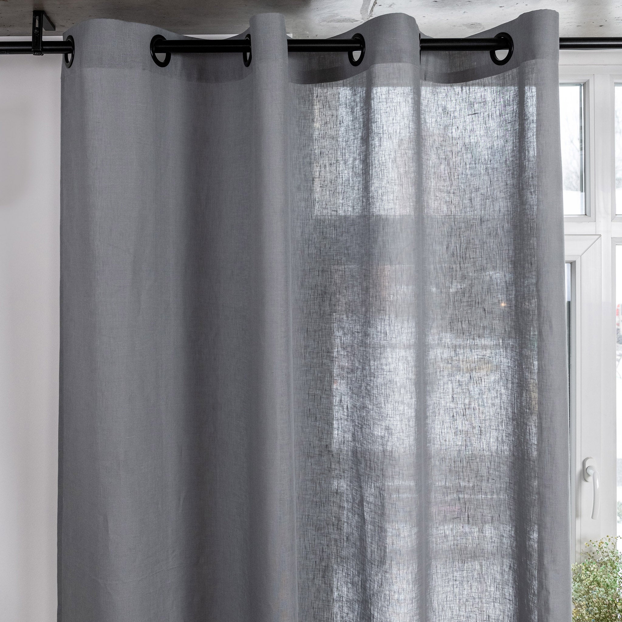 Eyelet 100% Linen Curtains - 100% Linen Window Treatments - Grommet Top ...