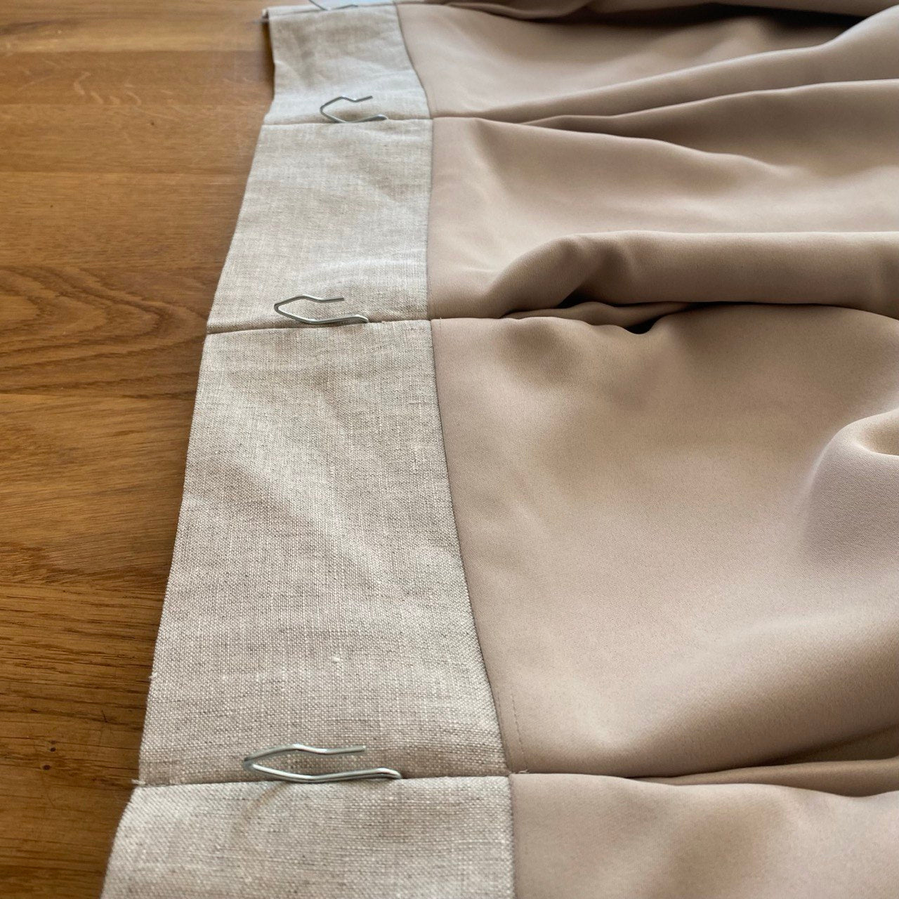 Double Pinch Pleat Linen Curtain Panel with Blackout Lining - Heading ...